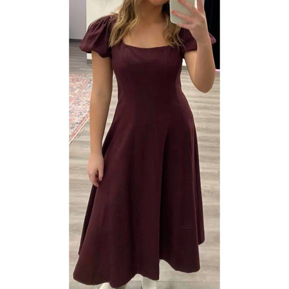 Dress Forum | Dresses | New Dress Forum Puff Sleeve Midi Dress In Deep ...